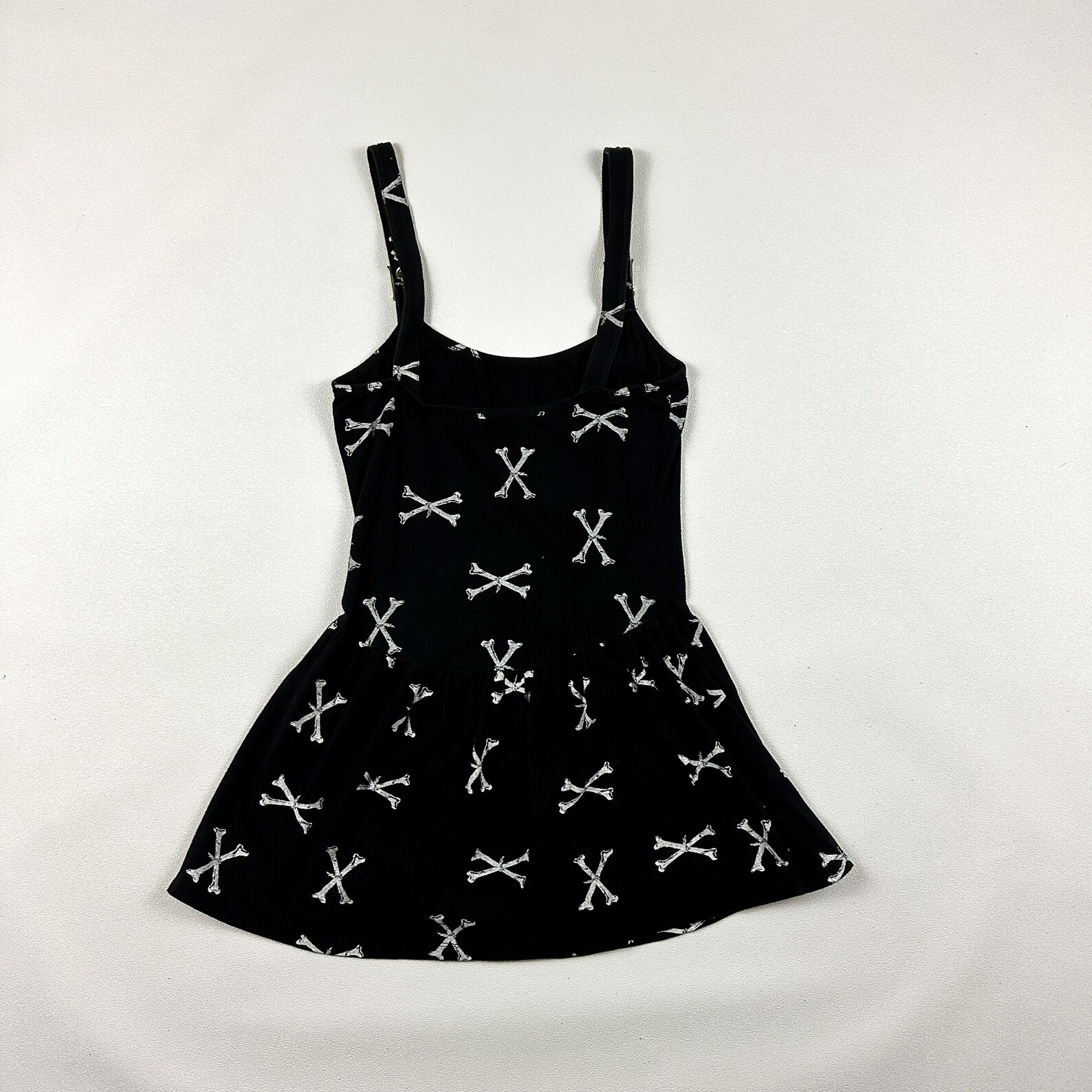 Y2k Lip Service Bones Print Dress Overall Straps With Silver Tone Bone ...