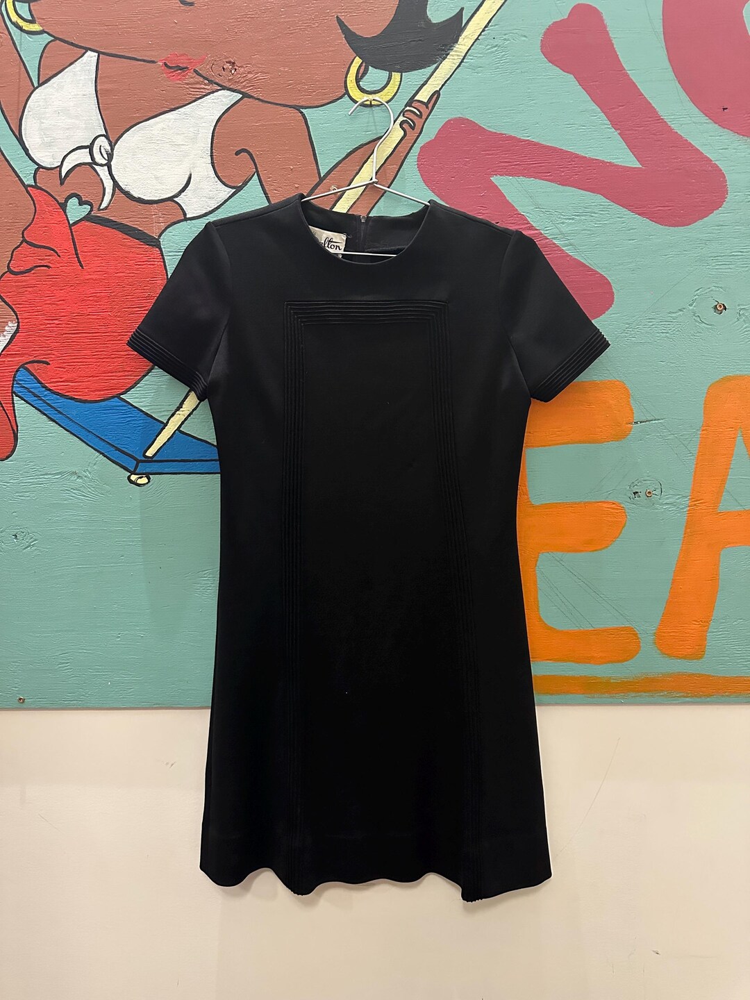 1960s Black Wool Shift Dress / Shirt Dress / Go Go / Scooter / Small ...