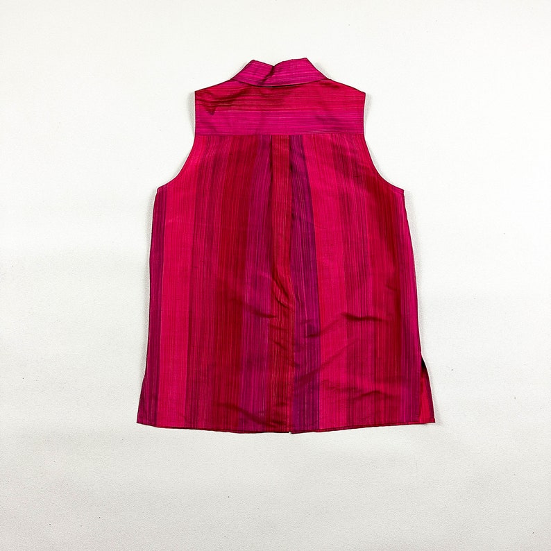 Y2k / 1990s Raw Silk Pink Gradient Button Down Sleeveless Shirt / Real ...