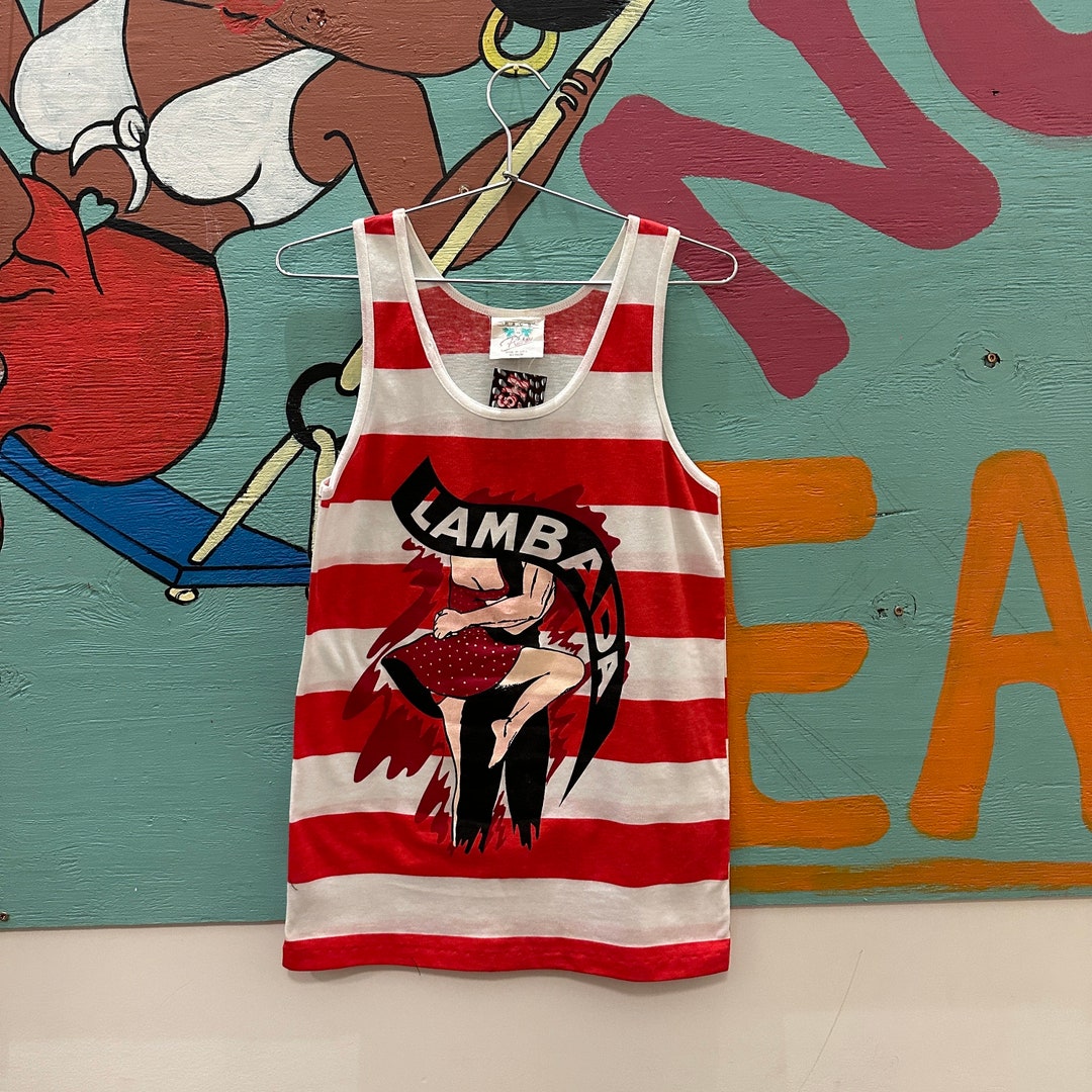 1980s 1990s Lambada the Forbidden Dance Tank Top / Horizontal Stripes ...