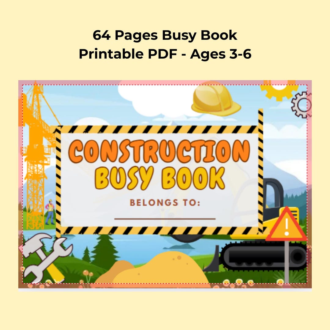 Construction Busy Book Printable — Preschool Learning Binder, 64 Pages ...
