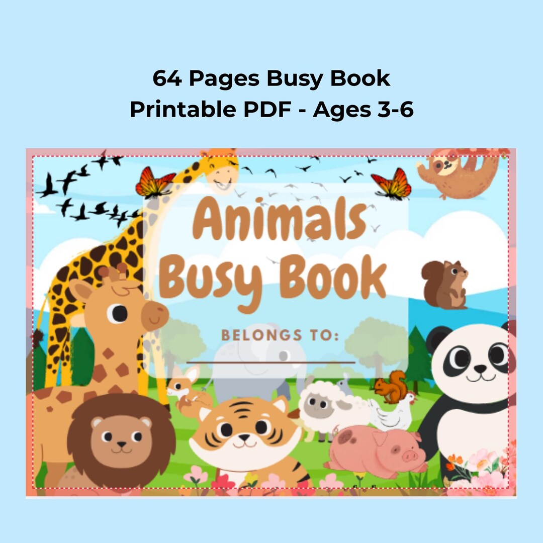 Animals Busy Book Printable — Preschool Learning Binder, 64 Pages ...