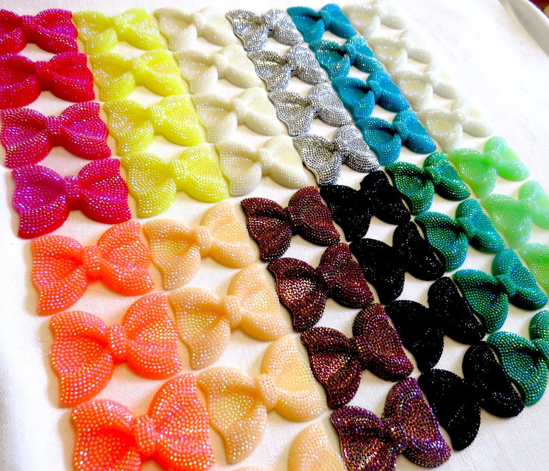 Big Rhinestone Bow Beads, Bubblegum Bow Beads, Many Colors, Sparking ...