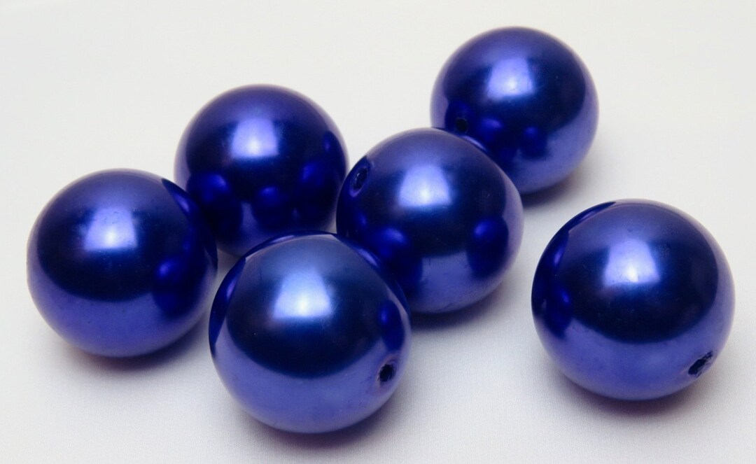Big Pearls, 6 Huge Pearls, ROYAL BLUE Color Pearls, 6 Faux Pearls, SIX ...