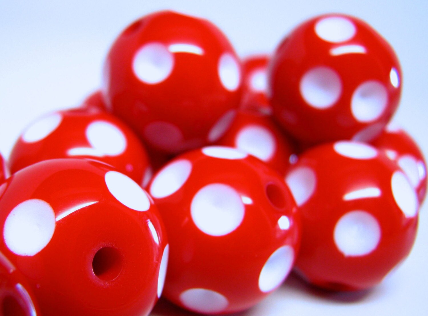 Red Polkadot Beads, Bubblegum Beads, 12 Red Polkadot Beads, Chunky ...
