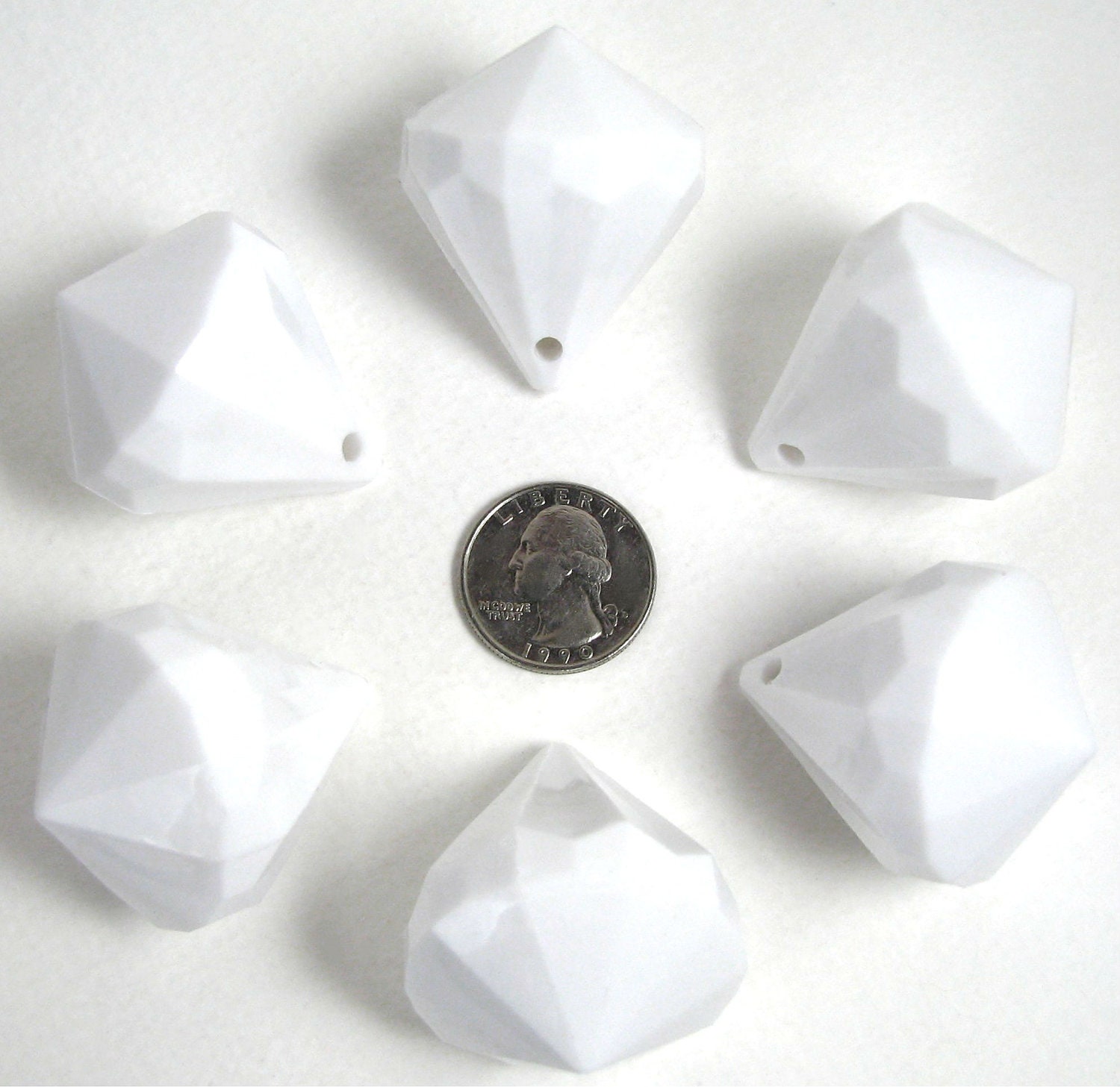 Chunky Diamond Pendants HUGE chalk WHITE diamond bling | Etsy