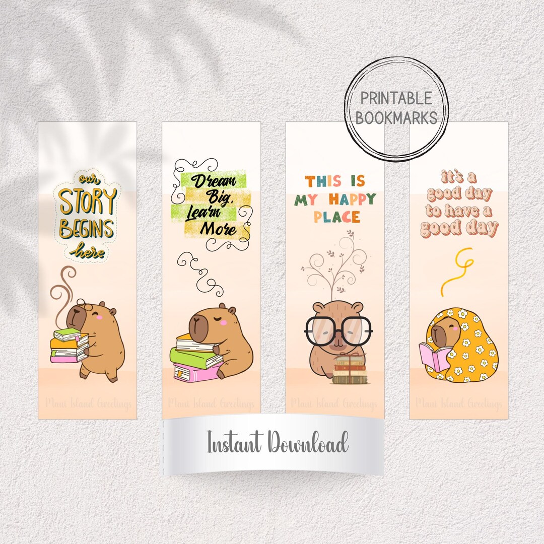 Capybara Bookmarks | Animal Reading Gift (instant Download - Etsy