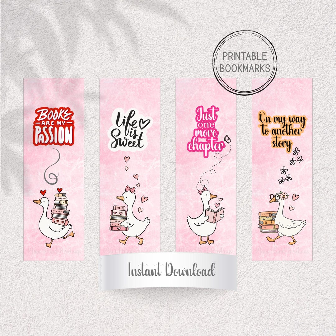 Goose Bookmarks Set | Reading Quotes, Book Lover Gift (instant Download ...