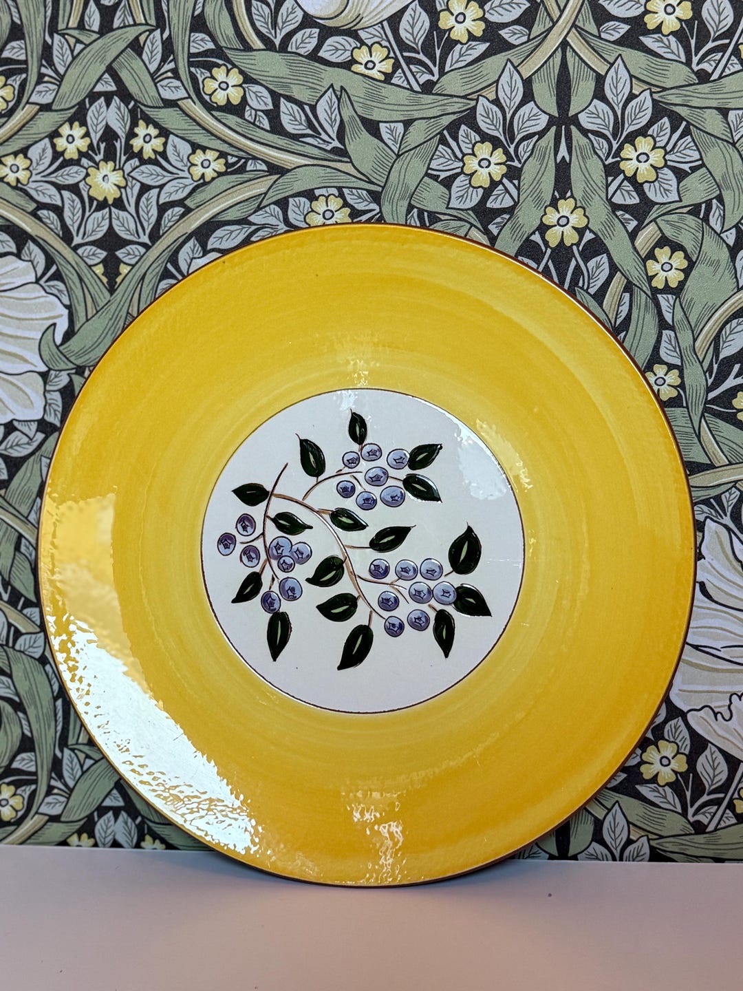 STANGL Pottery Plate, Yellow Serving Dish With Blueberry Design - Etsy