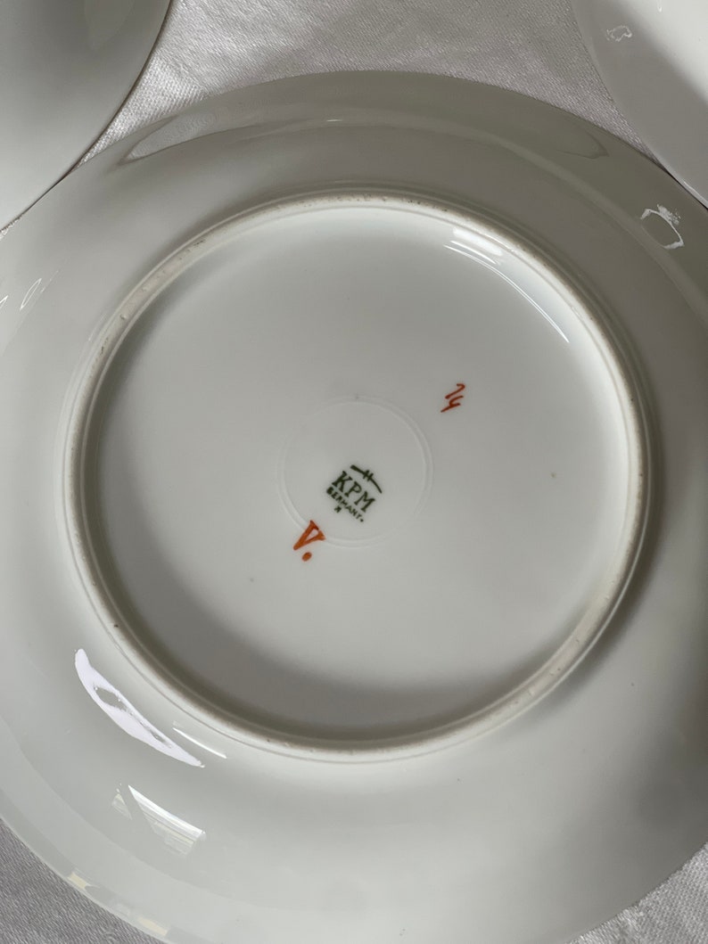 Rare Vintage KPM Germany Porcelain Set of Four Art Nouveau Hand Painted ...