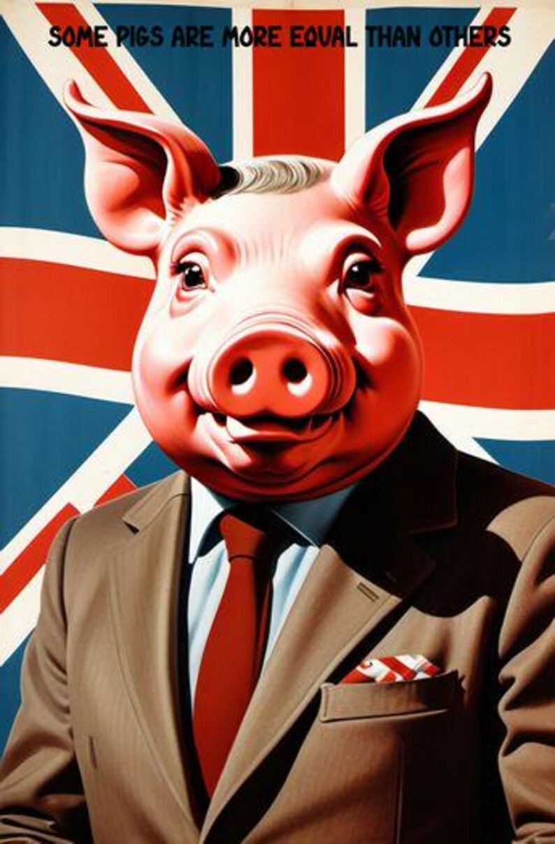 Funny Orwellian Some Pigs Are More Equal Than Others A5 Greeting Card ...