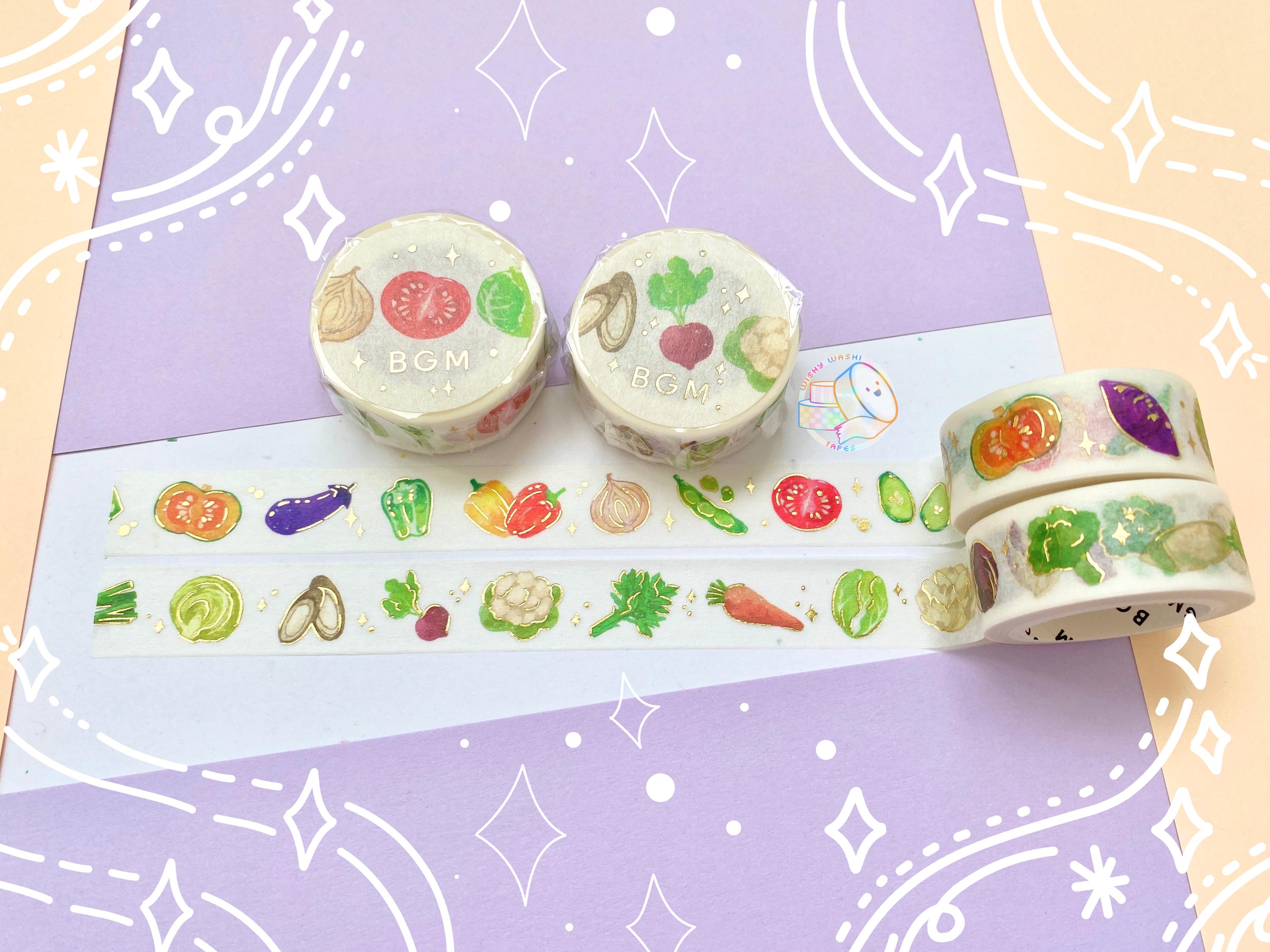 15mm | BGM Food Washi Tapes | Regular & Winter Vegetables | Gold Foil ...