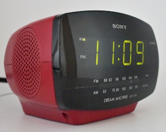 Vintage Sony Dream Machine Digital Alarm Clock AM FM Radio Black ICF ...