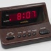 Vintage Digital Alarm Clock Simulated Burled Walnut Woodgrain Case Red ...