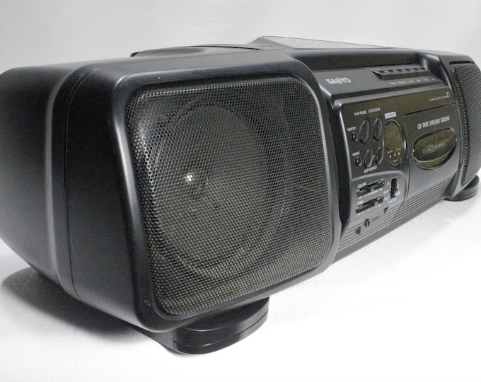 Vintage Boombox CD and Cassette Tape Player Sync Dubbing Recorder AM/FM ...