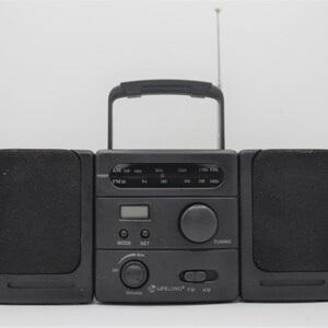 Vintage 1990s Mini Boombox Stereo Detachable Cloth Covered Speakers LCD ...