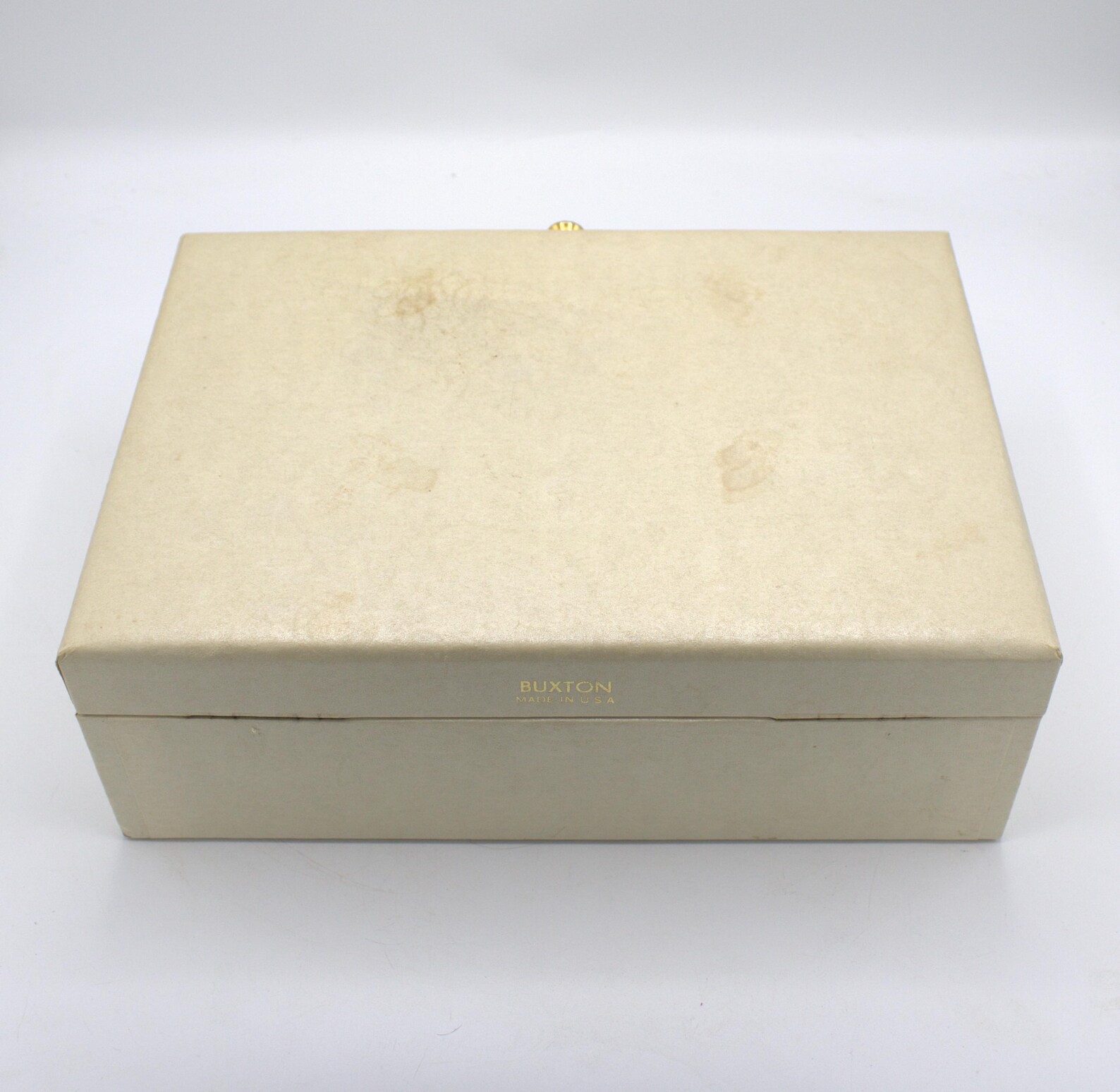 Vintage Buxton Jewelry Box Mid-century White Gold Vinyl Red Velvet ...