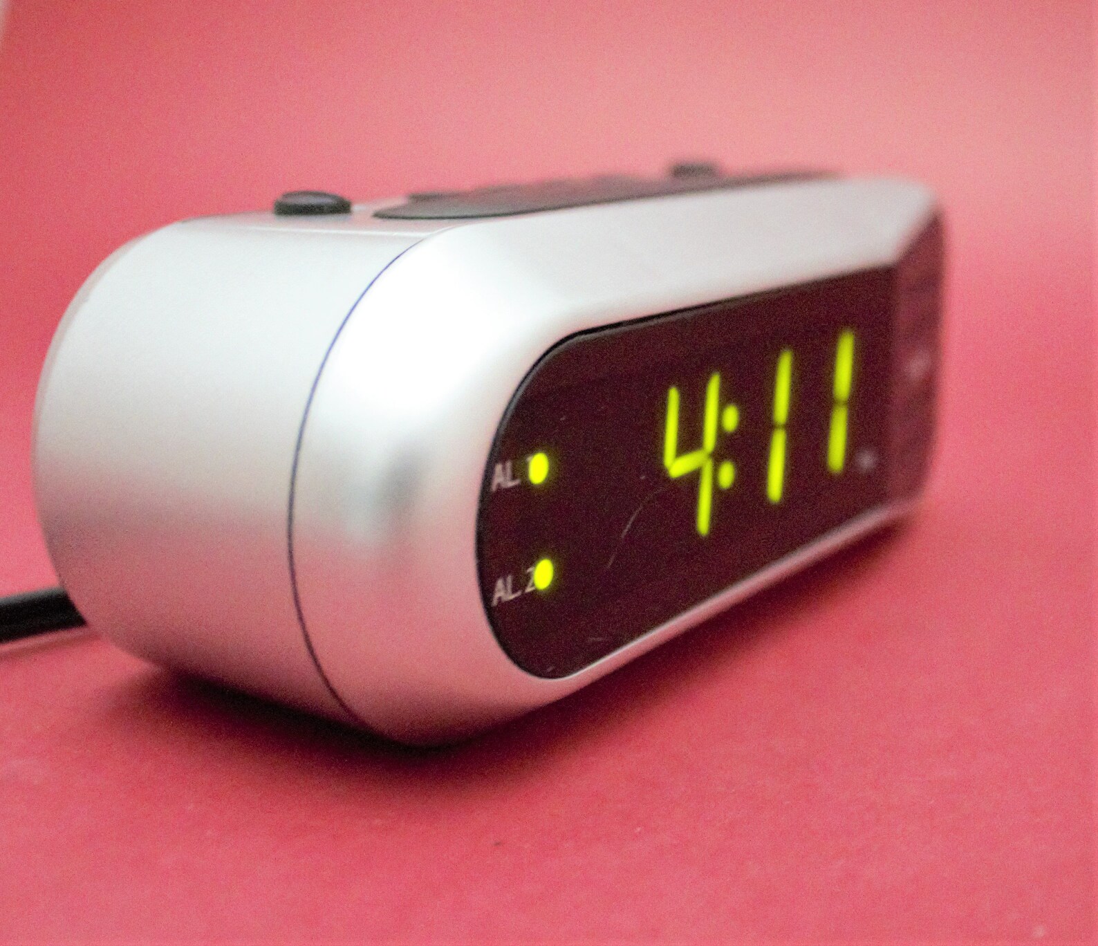 Vintage Digital Alarm Clock Green Lit Time Display Mini Silver - Etsy