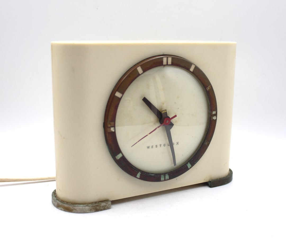 Vintage 1930s Art Deco Ben Franklin Alarm Clock Analog Dial Buzzer ...