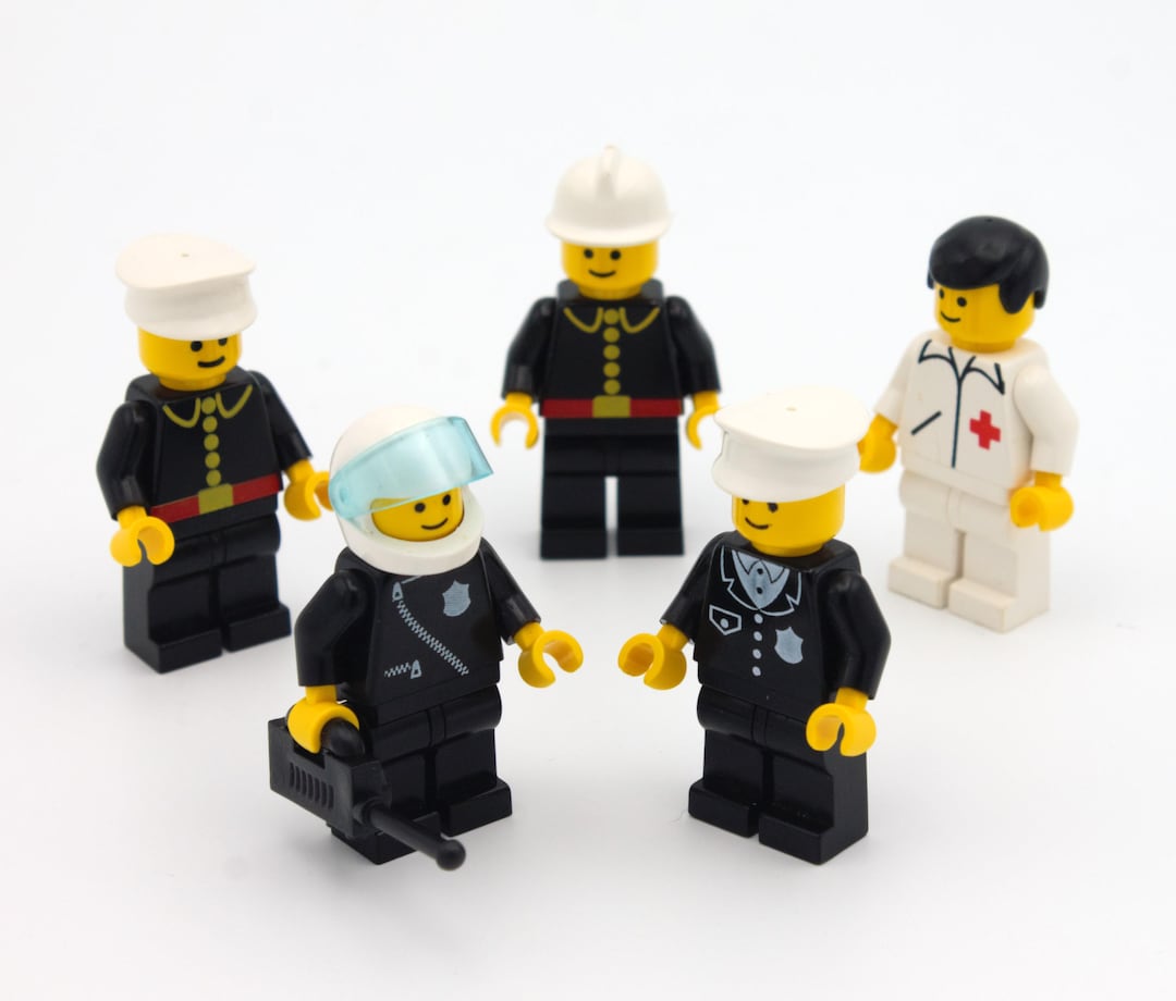 Vintage Lego Mini-fig Set Police Motorcycle Cop Fireman Fire Chief EMS ...