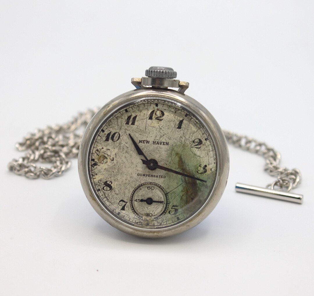 Vintage New Haven Pocket Watch Mid-century Mechanical Spring Wound ...