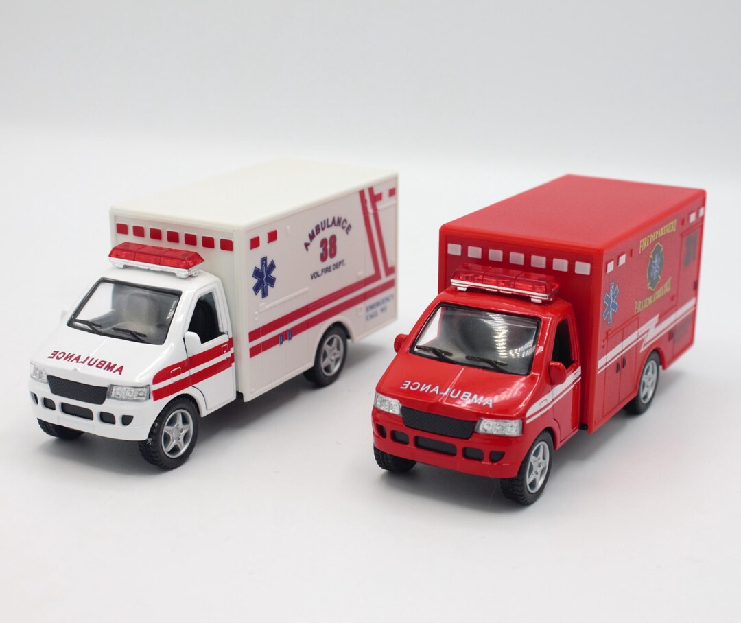 Vintage Ambulance Fire Rescue Miniature Replica Set Red and White EMS ...