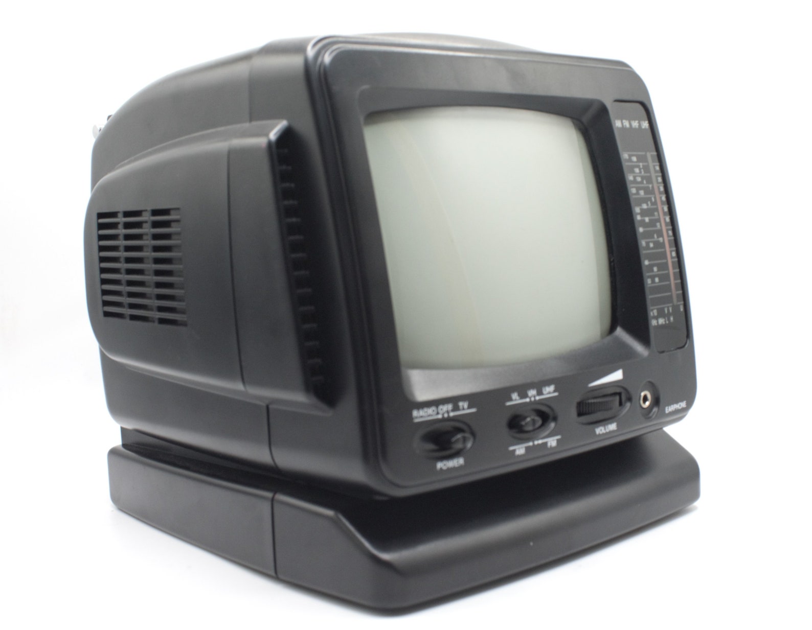 Vintage 5 B&W TV Mini Portable Tube Television Set AM/FM Radio Receiver ...