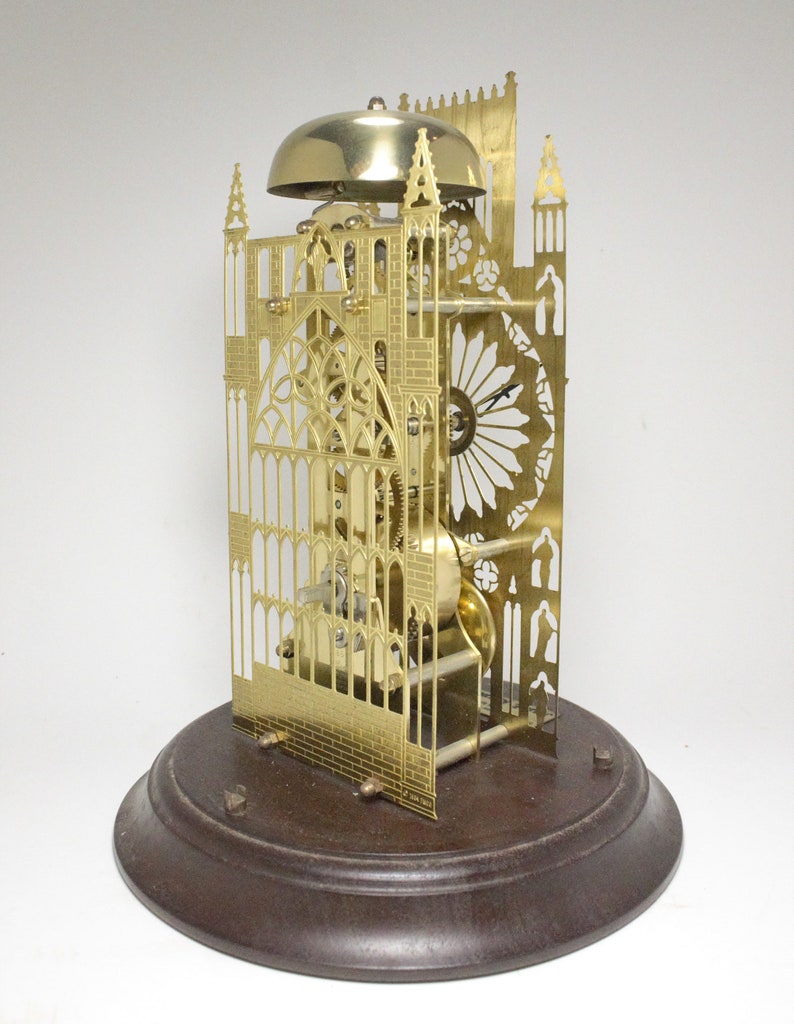 Vintage Brass Gothic Cathedral Clock Glass Dome Pendulum Bell - Etsy