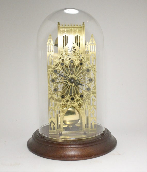 Vintage Brass Gothic Cathedral Clock Glass Dome Pendulum Bell - Etsy