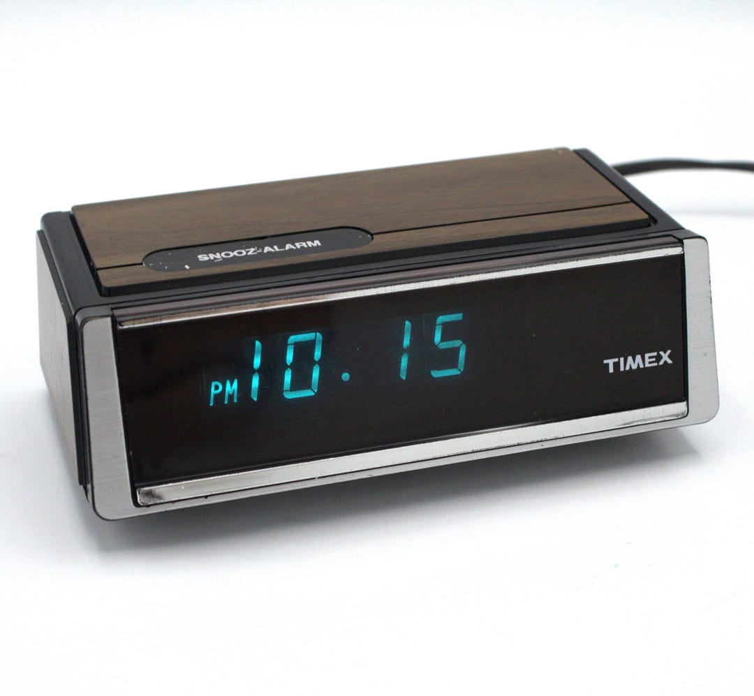 Vintage Timex Digital Alarm Clock Solid State Blue Fluorescent Lighted ...