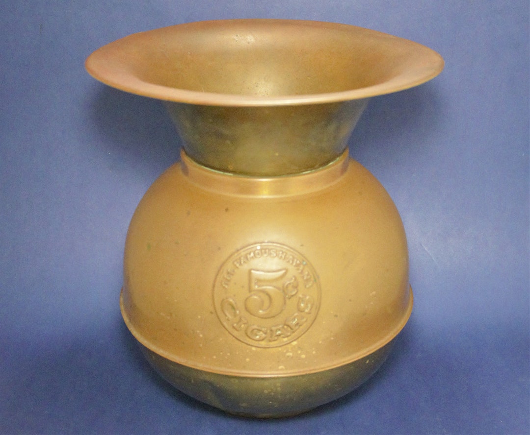 Vintage Spittoon Copper Brass Weighted Base Smokeshop Advertising ...