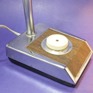 Vintage Desk Lamp Mod Woodgrain Chrome Dial Dimmer Switch - Etsy