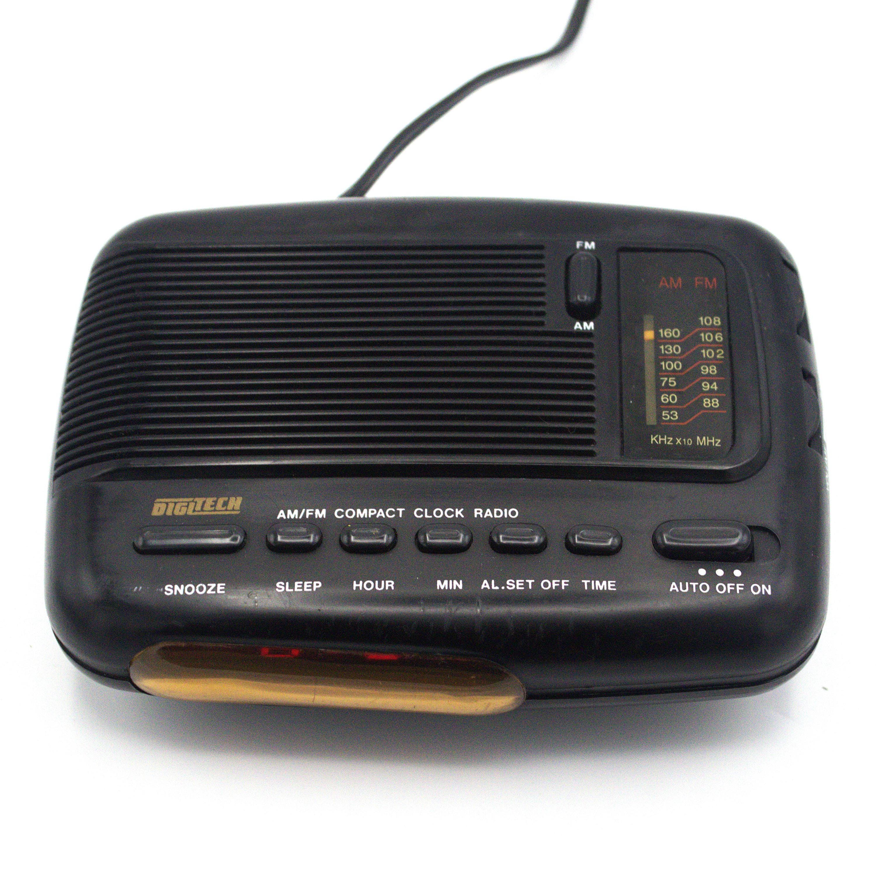 Vintage 1980s Digital Alarm Clock Radio AM/FM Receiver Red LED Lighted ...