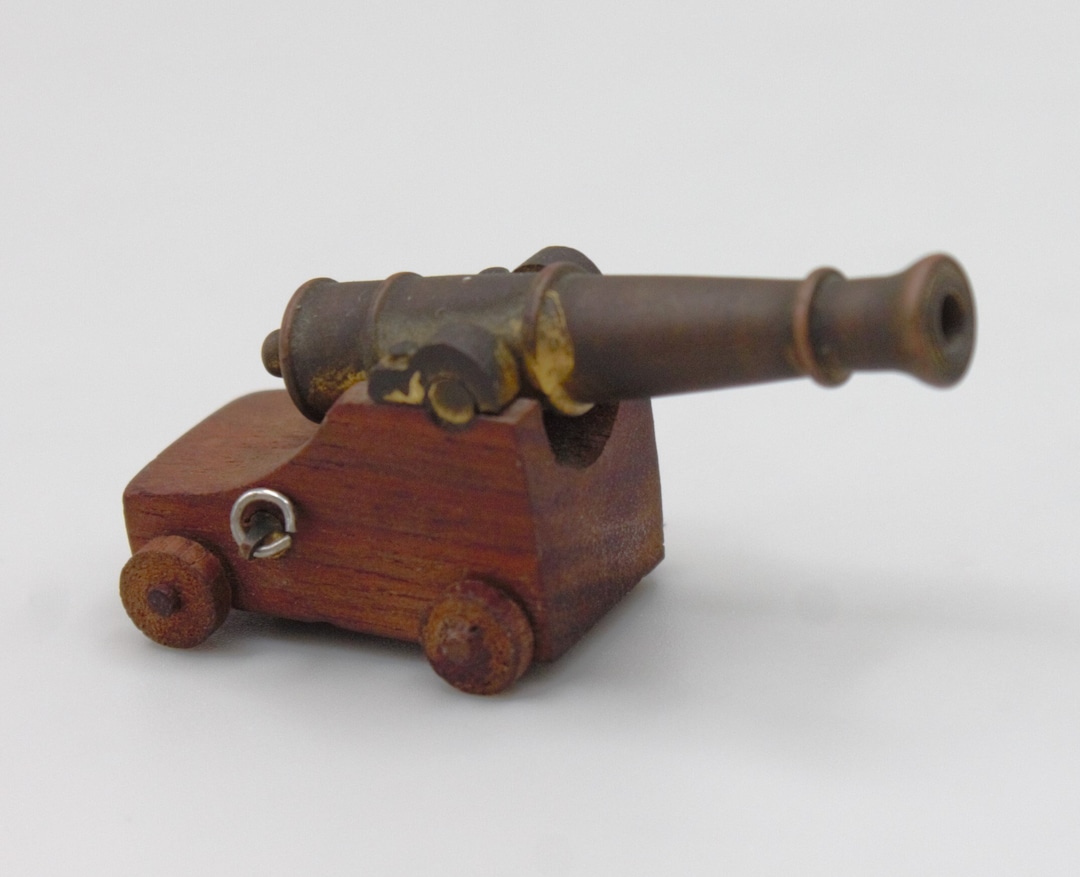 Vintage Brass and Wood Micro Miniature Model Cannon Highly Detailed ...