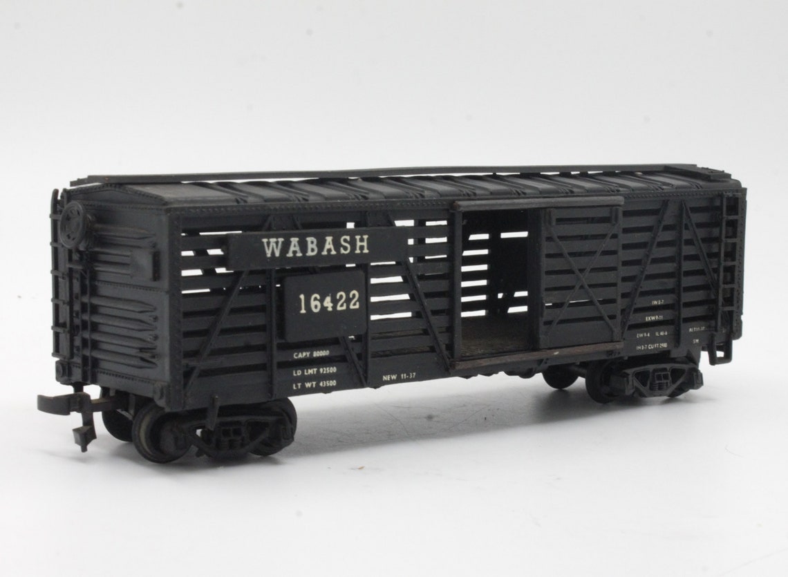 Vintage HO Scale Model Train Car Wabash Cattle Car Animal Transport ...