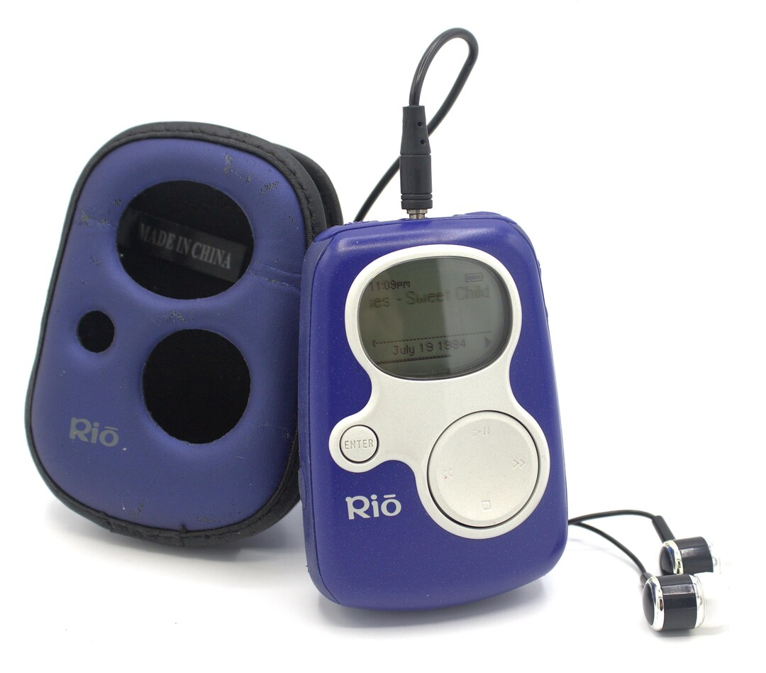 Vintage Rio MP3 Music Player Blue With Backlit LCD Display 64 MB Stereo ...