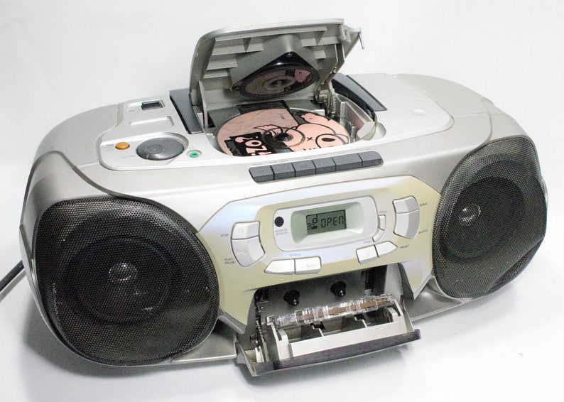 Vintage Boombox CD Cassette Tape Player Recorder Portable - Etsy