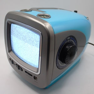 Vintage Portable TV Glass Tube Television Black & White Battery ...