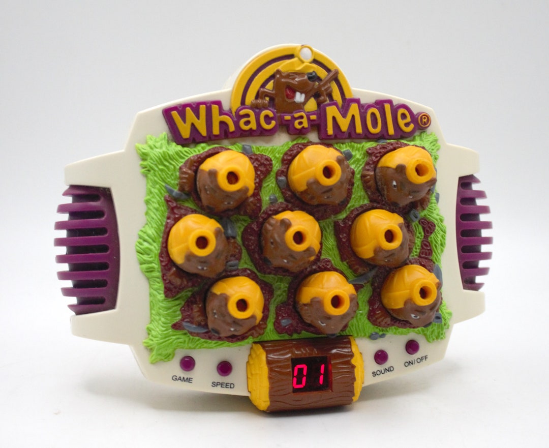 Vintage Whac-a-mole Handheld Electronic Game Digital Red LED Light and ...