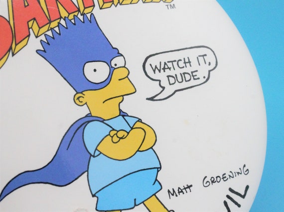 Vintage Giant 6 Button Bart Simpson Bartman Avenger … Gem