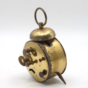 Vintage Mini Alarm Clock Bell Ringer Brass Mechanical Spring Wound ...