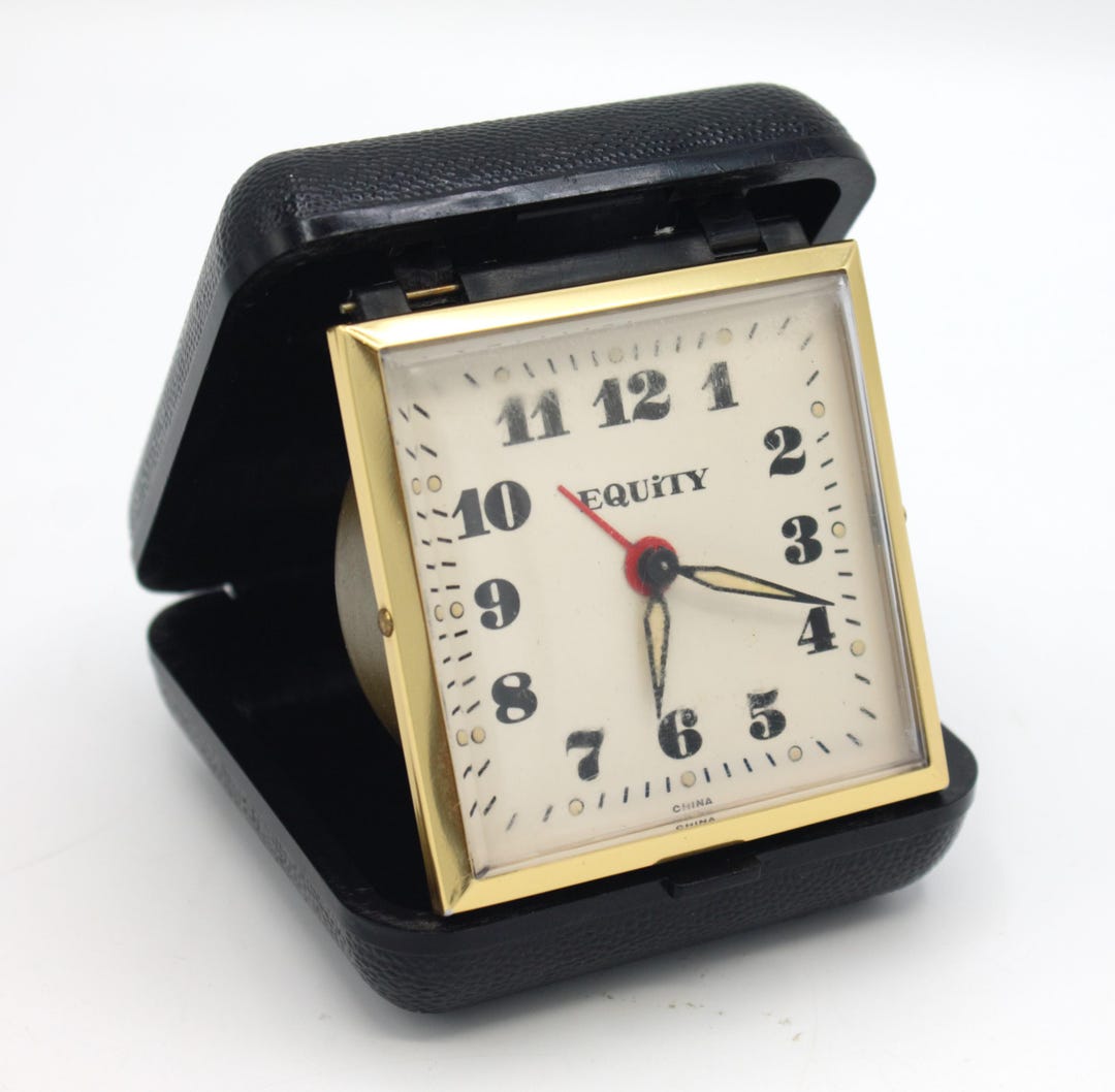 Vintage Equity Travel Alarm Clock Spring Wound Mechanical Brass With ...
