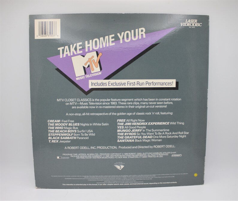 Vintage MTV Closet Classics Laserdisc Music Video Compilation - Etsy