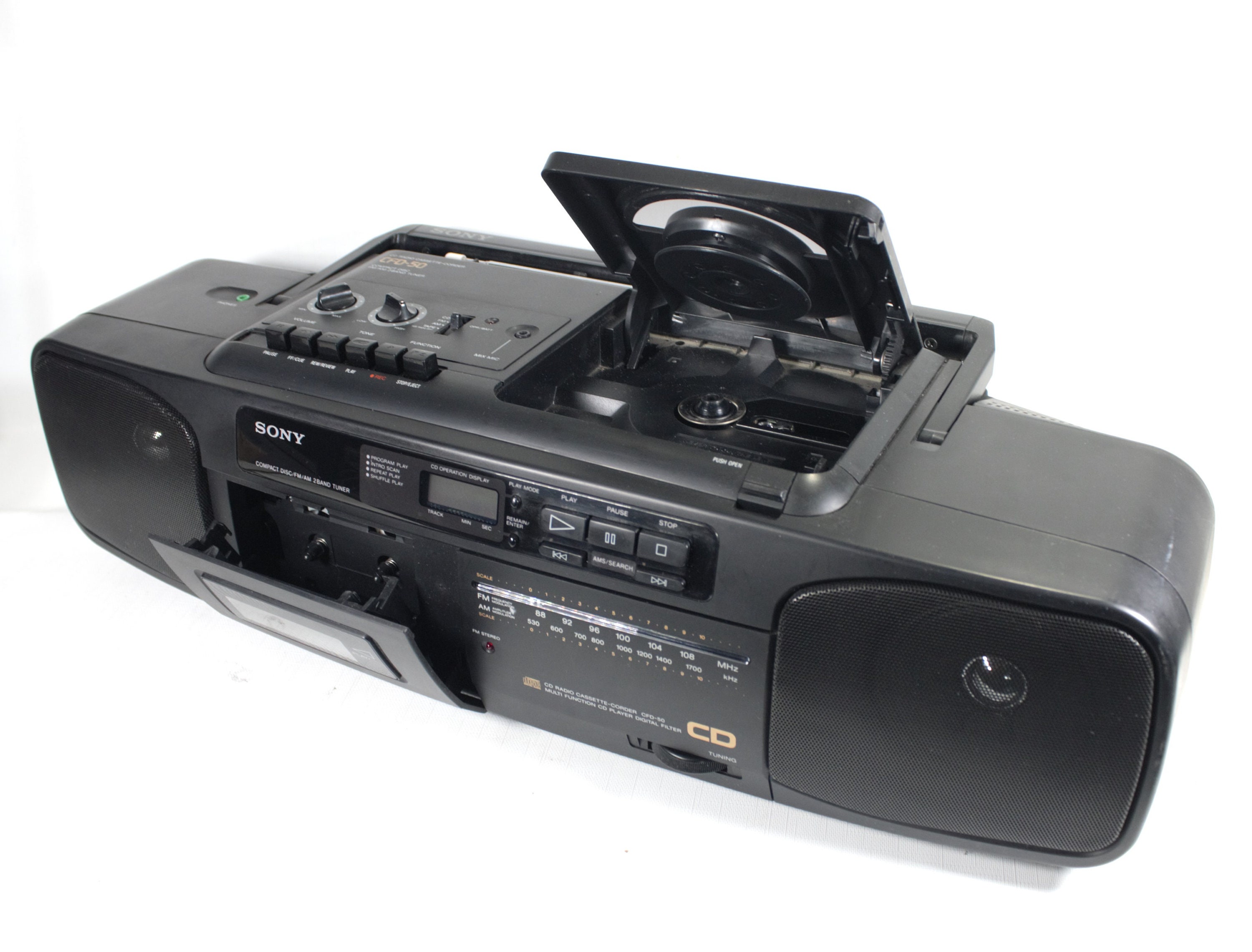 Vintage Sony Boombox CD Cassette Tape Player Recorder Portable - Etsy