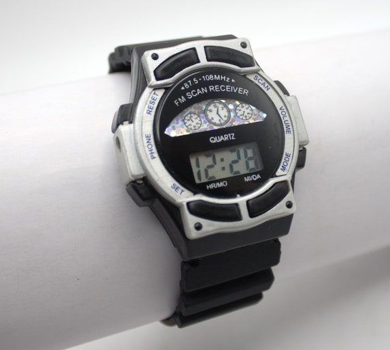 Vintage FM radio watch 1980s digital quartz watch FM … - Gem