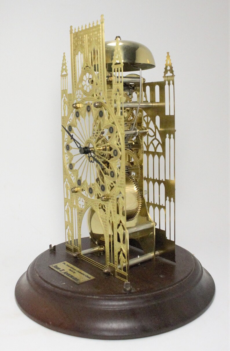 Vintage Brass Gothic Cathedral Clock Glass Dome Pendulum Bell - Etsy