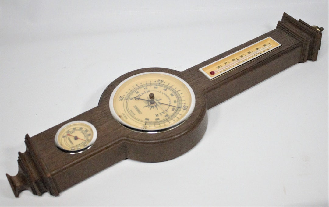 Vintage Weather Station Barometer Thermometer Humidity Gauge Banjo ...