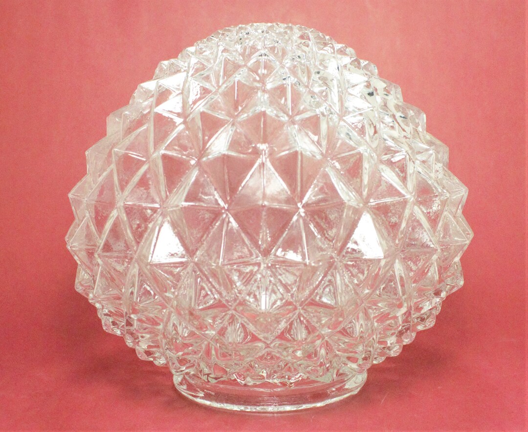 Vintage Mid-century Art Deco Glass Light Fixture Globe Cut Crystal ...