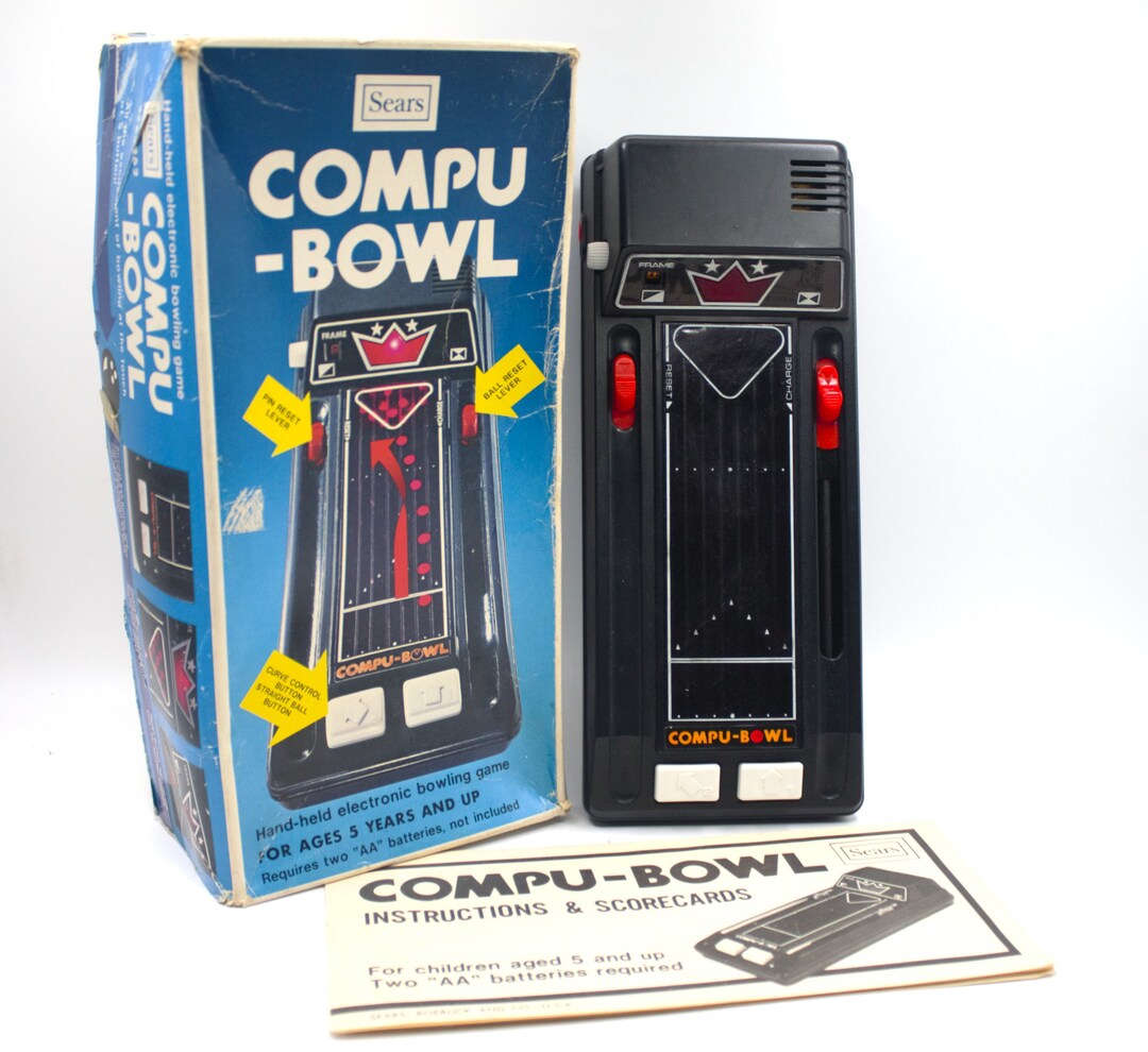 Vintage Handheld Video Game Compu Bowl Red LED Light Electronic Bowling ...