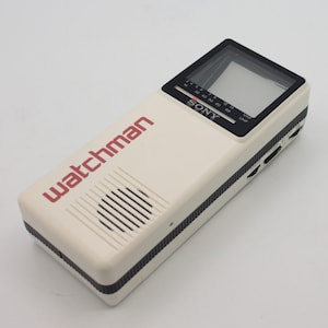 Vintage 1980's Sony Watchman TV Mini Portable Television Black & White ...